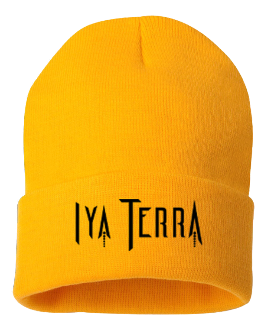 Embroidered Logo Beanie (Gold) – Iya Terra